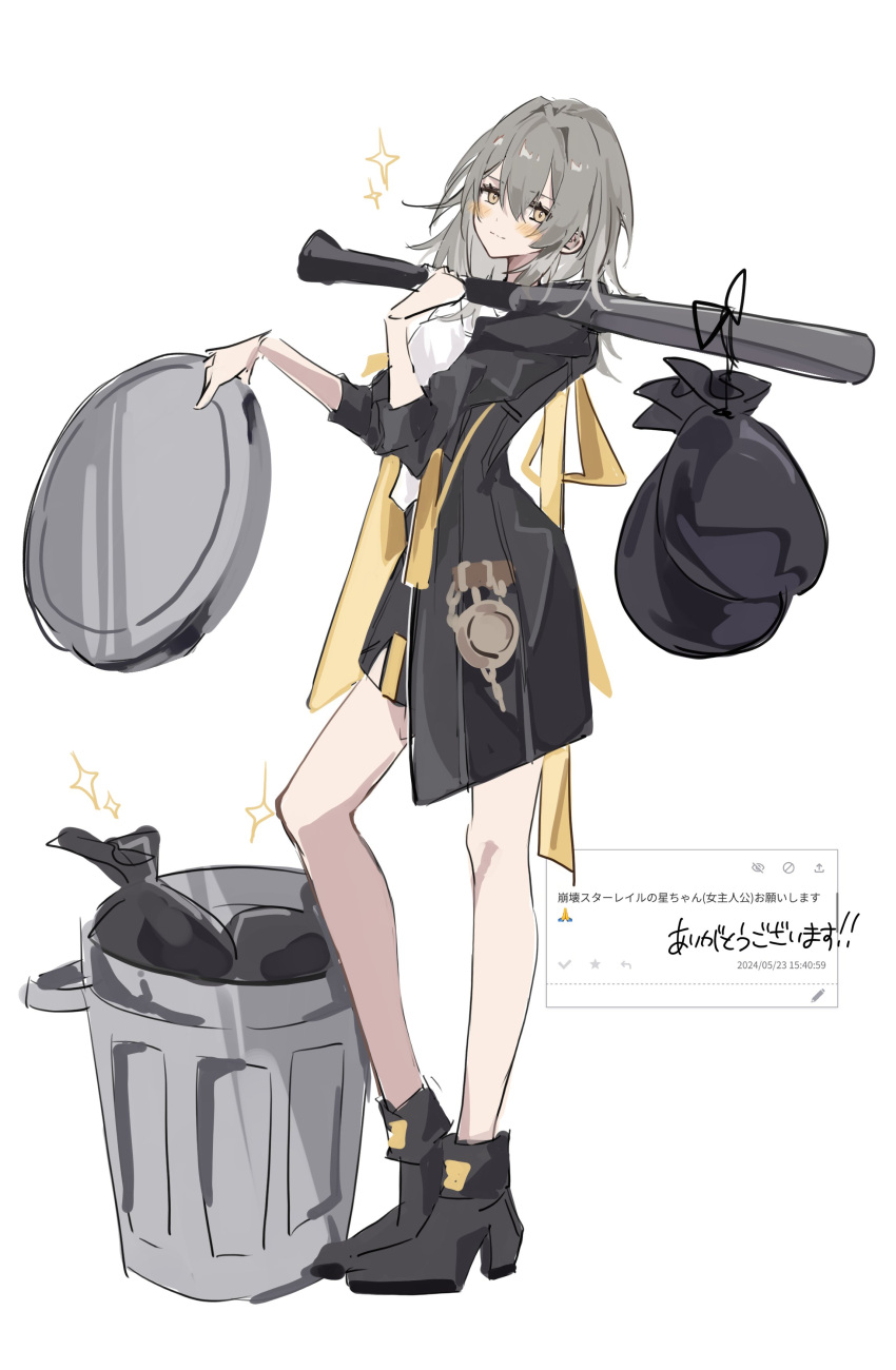 Safebooru - absurdres baseball bat black jacket blush grey hair highres ...