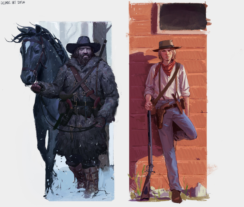 Safebooru - 2boys absurdres beard blood meridian coat cowboy hat deimos ...