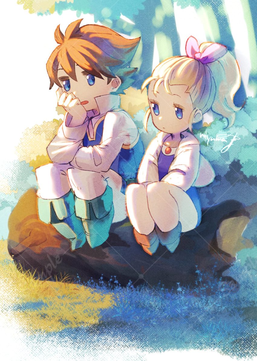 Safebooru - 1boy 1girl bartz klauser blonde hair blue eyes brown hair ...