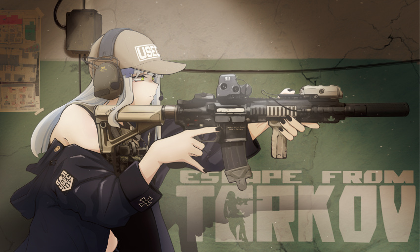 Safebooru - 1girl absurdres aiming alternate costume assault rifle ...