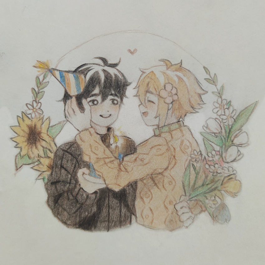 Safebooru - 2boys absurdres alternate costume arm behind back basil (faraway) (omori) basil ...