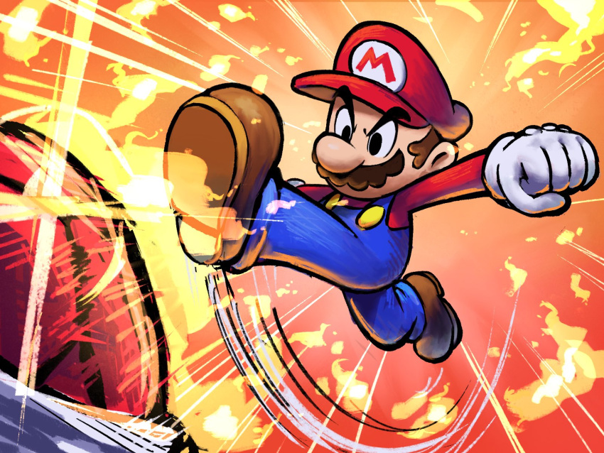 Safebooru - 1boy blue overalls boots brown footwear brown hair facial ...