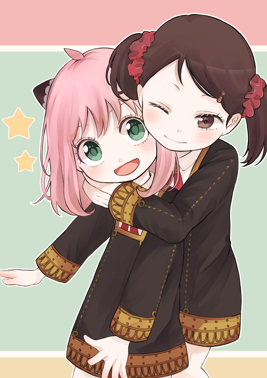 Safebooru - 2girls :d absurdres ahoge anya (spy x family) becky blackbell black dress blush ...