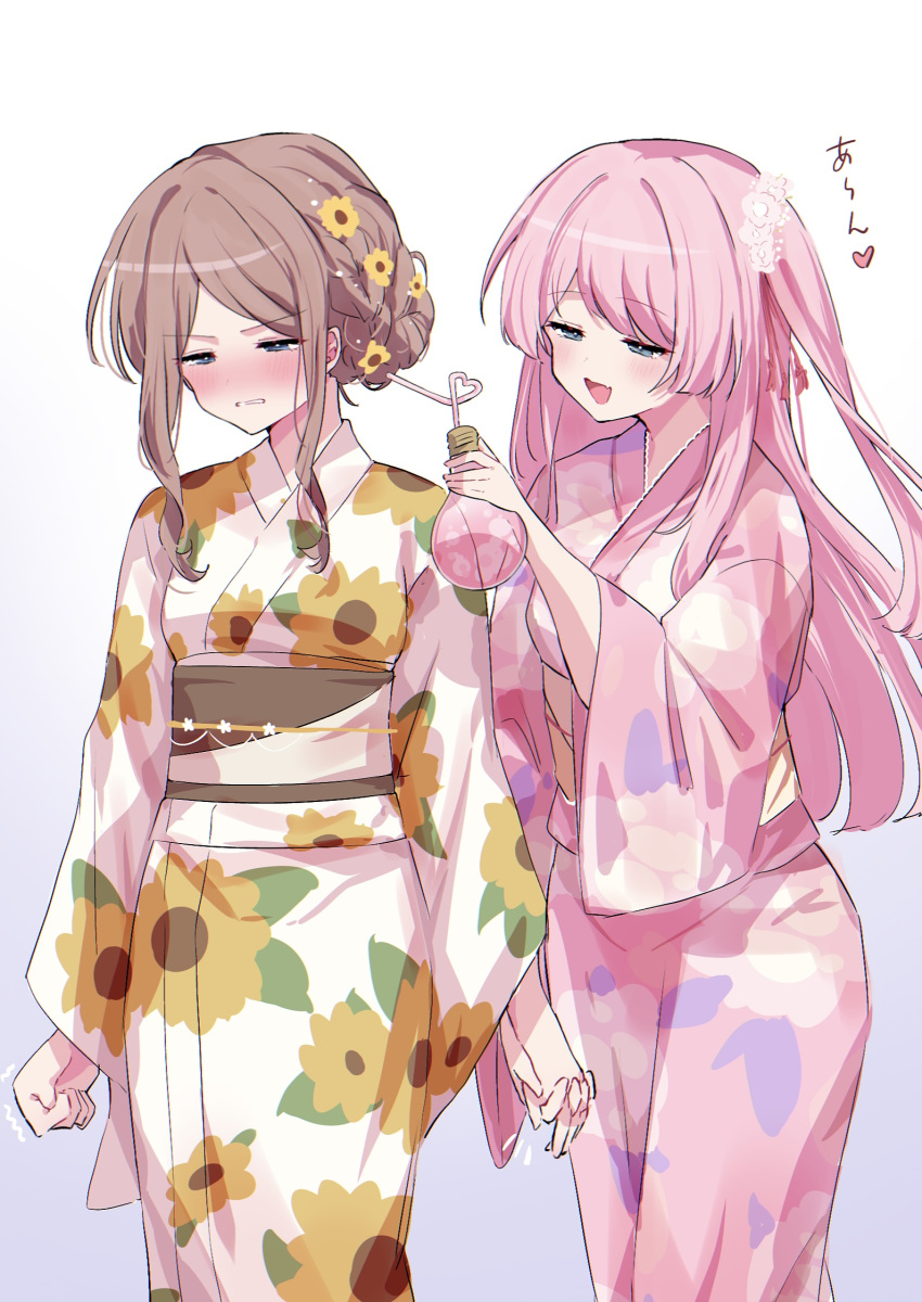 Safebooru - 2girls bang dream! bang dream! it's mygo!!!!! blue background blue eyes blush brown ...