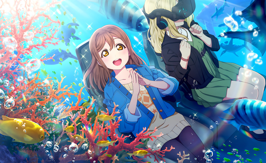 Safebooru - 2girls brown eyes brown hair dress kunikida hanamaru long hair love live! school ...