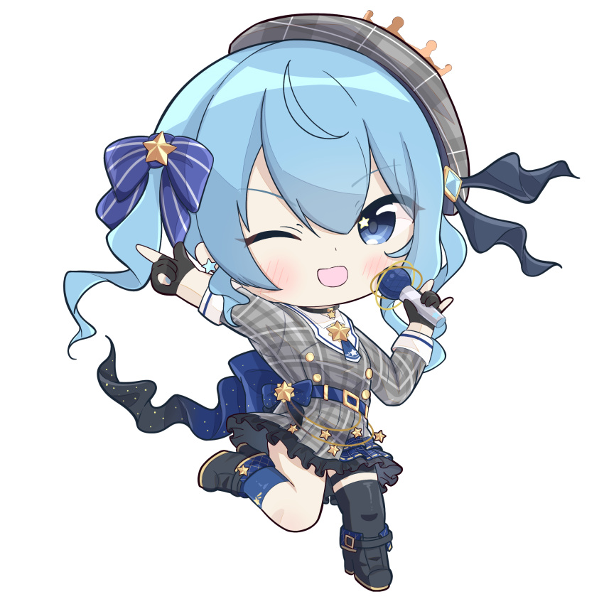 Safebooru - 1girl ;d absurdres ankle boots ascot asymmetrical legwear ...