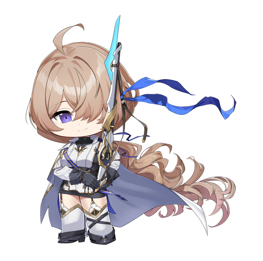 Safebooru - 1girl absurdres ahoge bayonet black gloves black skirt blue ...