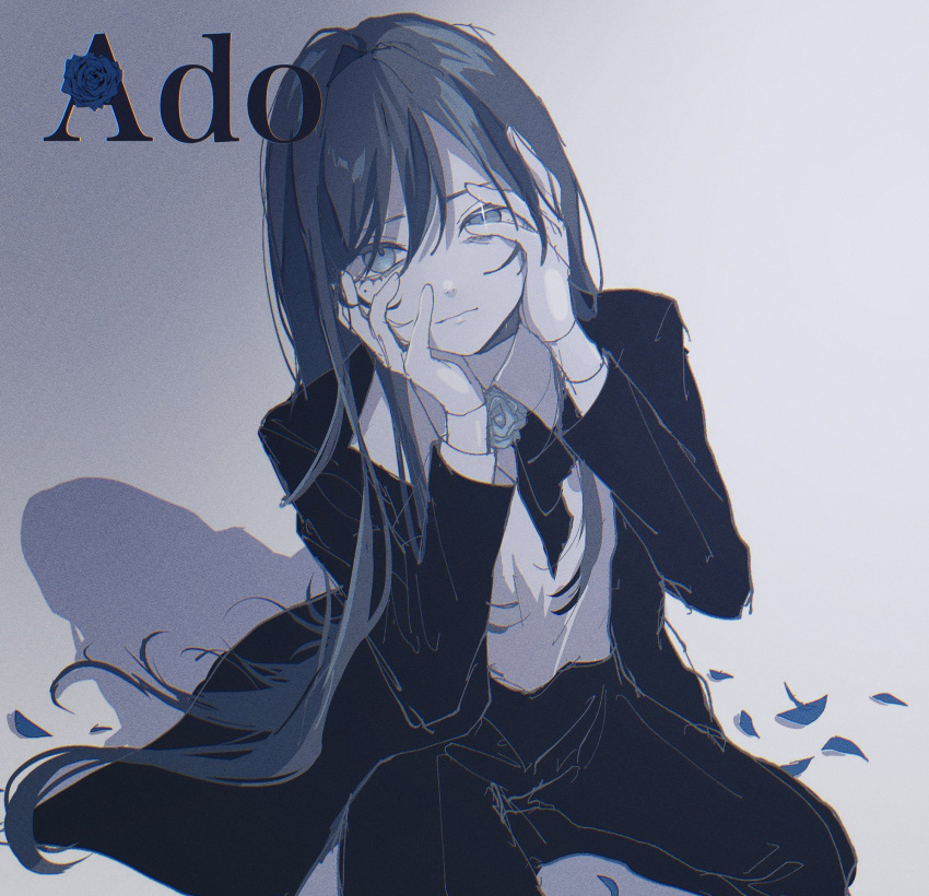 Safebooru - 1girl ado (utaite) black bow black bowtie black coat black ...