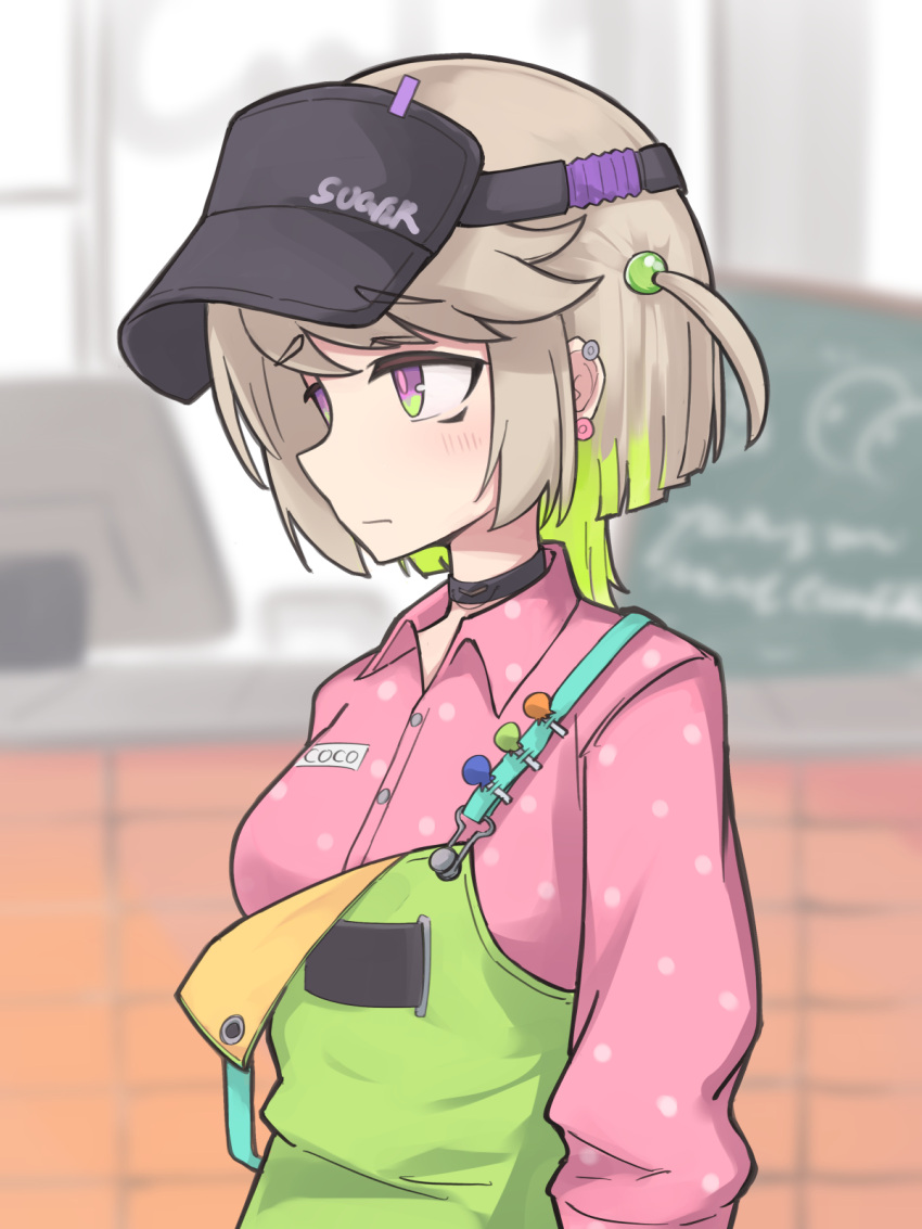 Safebooru - 1girl apron black choker blonde hair blush brown hair candy ...