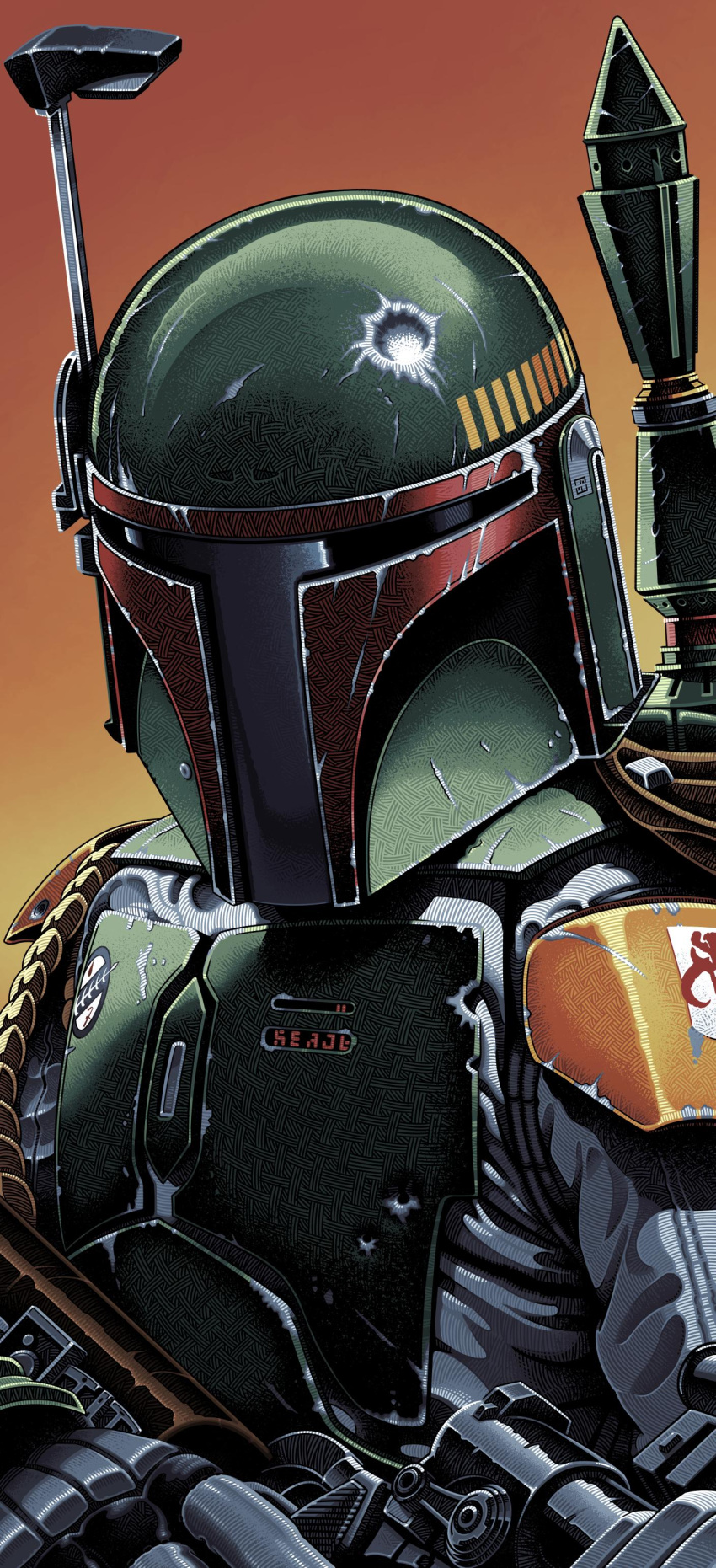 Safebooru - 1boy absurdres armor boba fett close-up gradient background ...