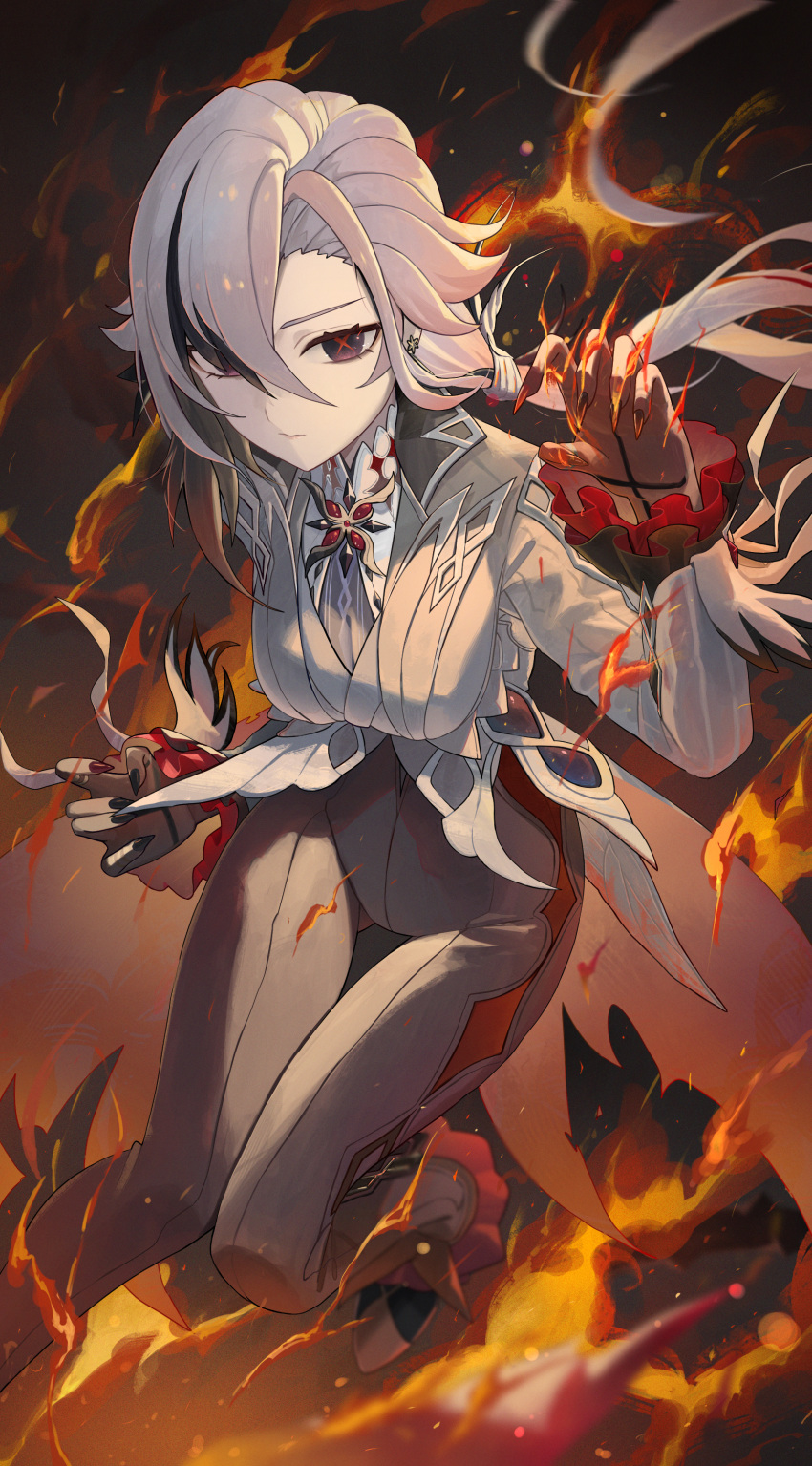 Safebooru - 1girl absurdres arlecchino (genshin impact) black eyes black hair black nails black ...