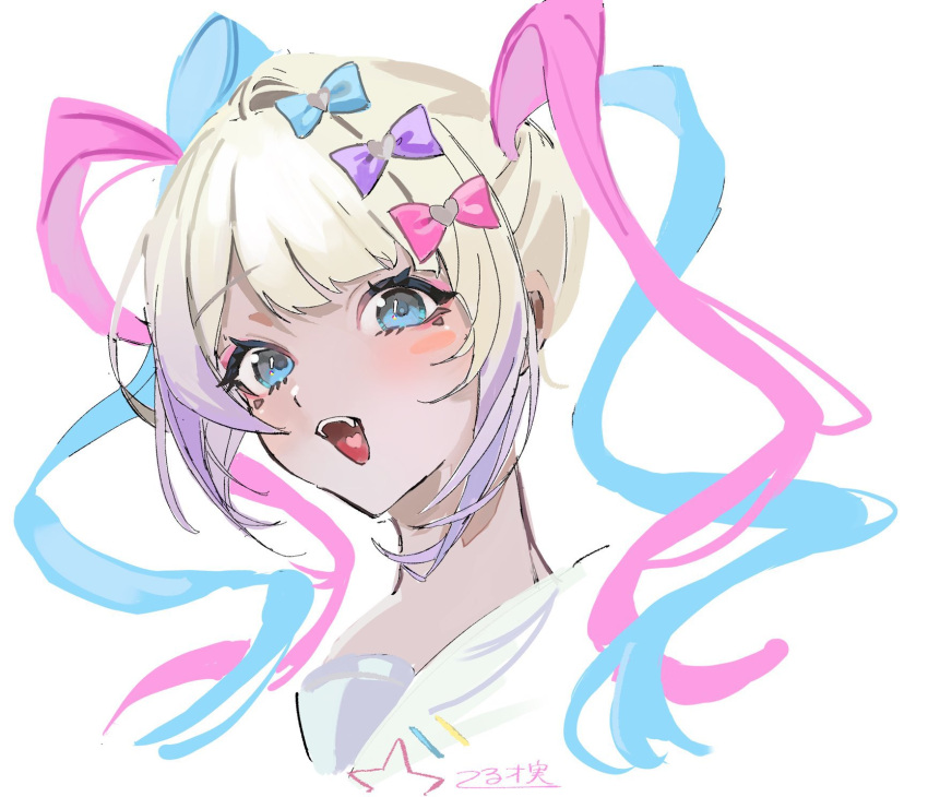 Safebooru - 1girl :d blonde hair blue bow blue eyes blue hair bow chouzetsusaikawa tenshi-chan ...