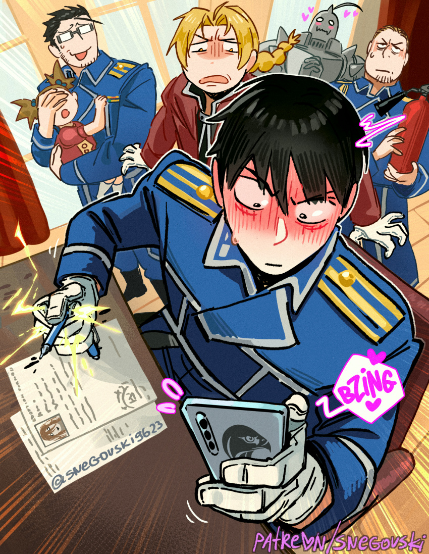 Safebooru - 1girl 5boys ^^^ alphonse elric amestris military uniform armor aroused artist name ...