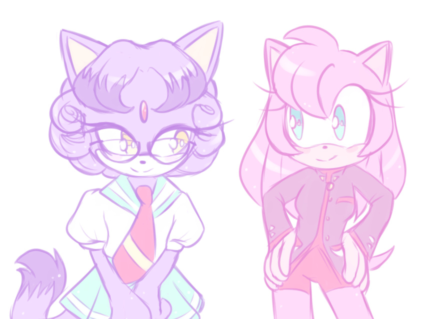 Safebooru - 2girls amy rose animal ears azulila blaze the cat cat ears cat girl cat tail cosplay ...