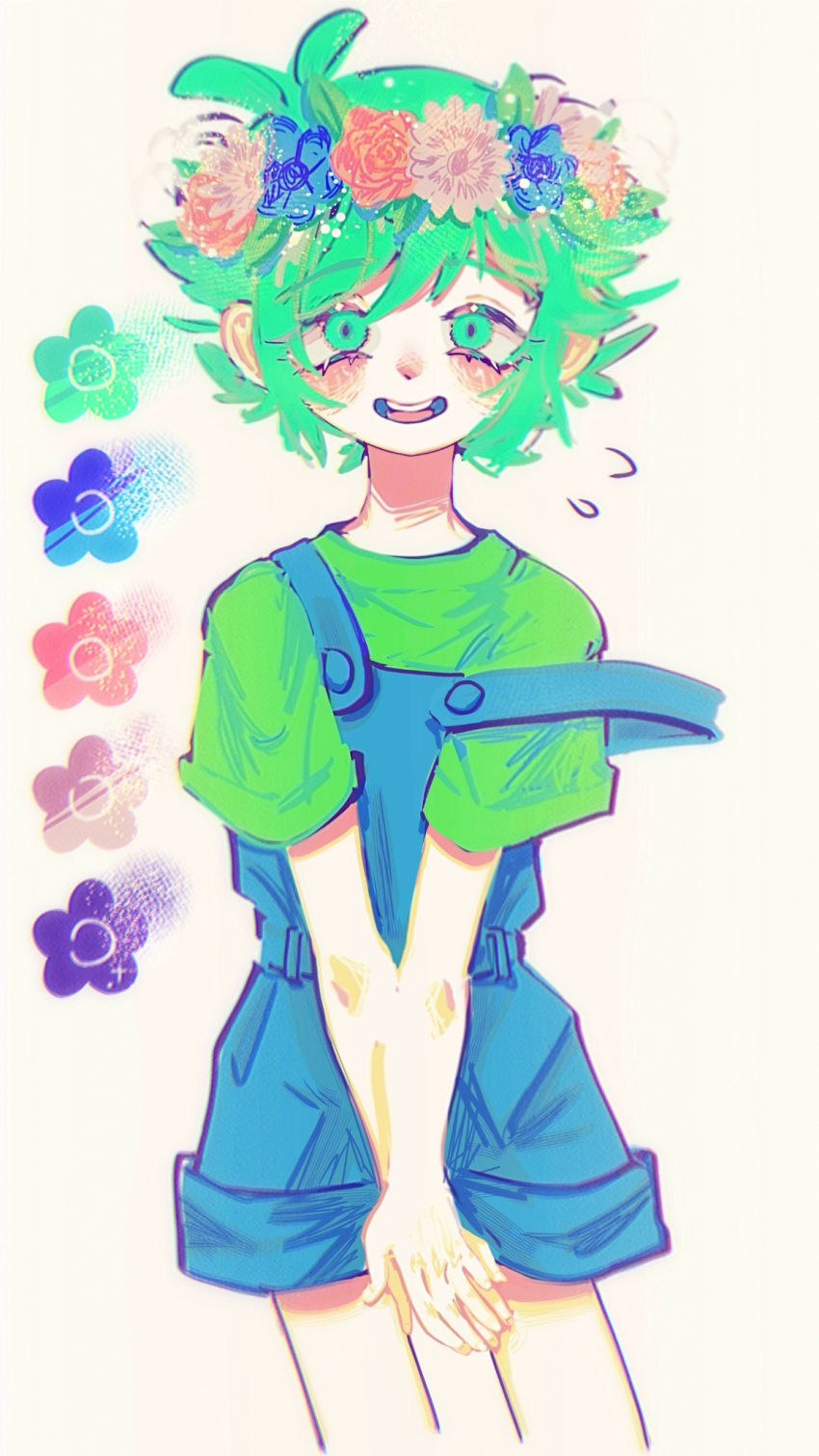 Safebooru - 1boy basil (headspace) (omori) basil (omori) blue overalls ...