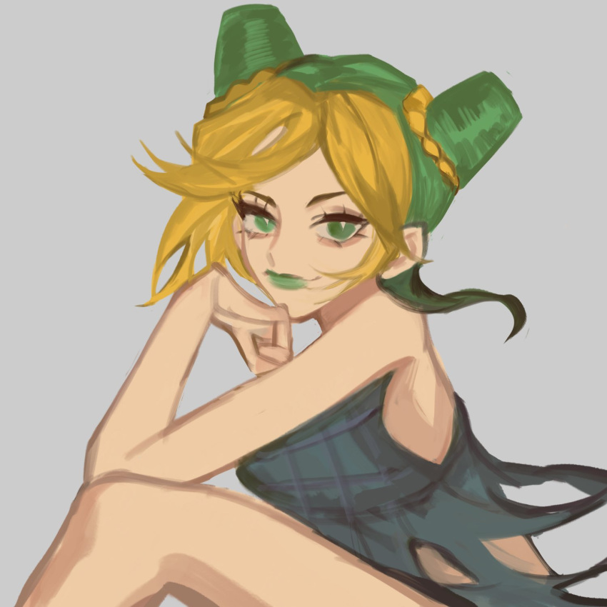 Safebooru - 1girl 8h kt blonde hair closed mouth commentary request double bun eyelashes green ...