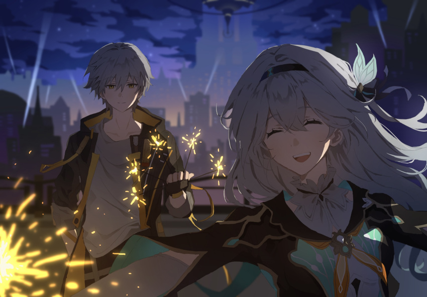 Safebooru - 0p78xopwsj83779 1boy 1girl brown jacket caelus (honkai ...