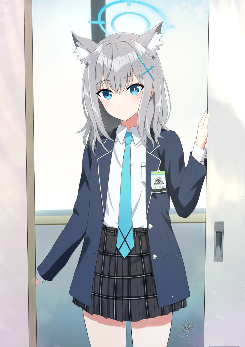 Safebooru - 1girl animal ear fluff animal ears aqua necktie black jacket blazer blue archive ...