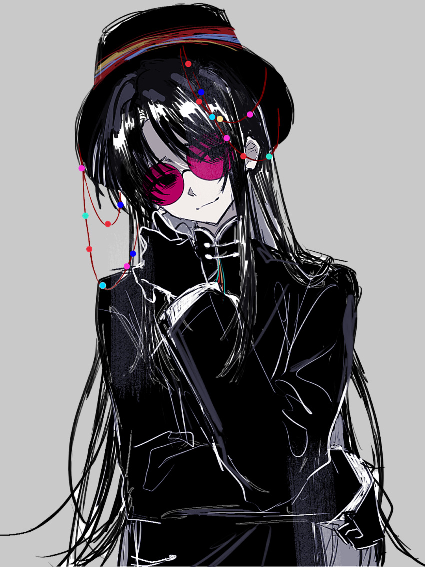 Safebooru - 1boy beads black eyes black gloves black hair black hat black shirt chinese ...