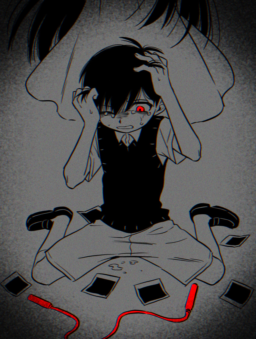 Safebooru - 1boy 1girl arms up collared shirt crying crying with eyes ...