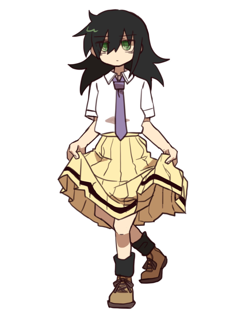 Safebooru - 1girl absurdres bags under eyes black hair boots collared ...