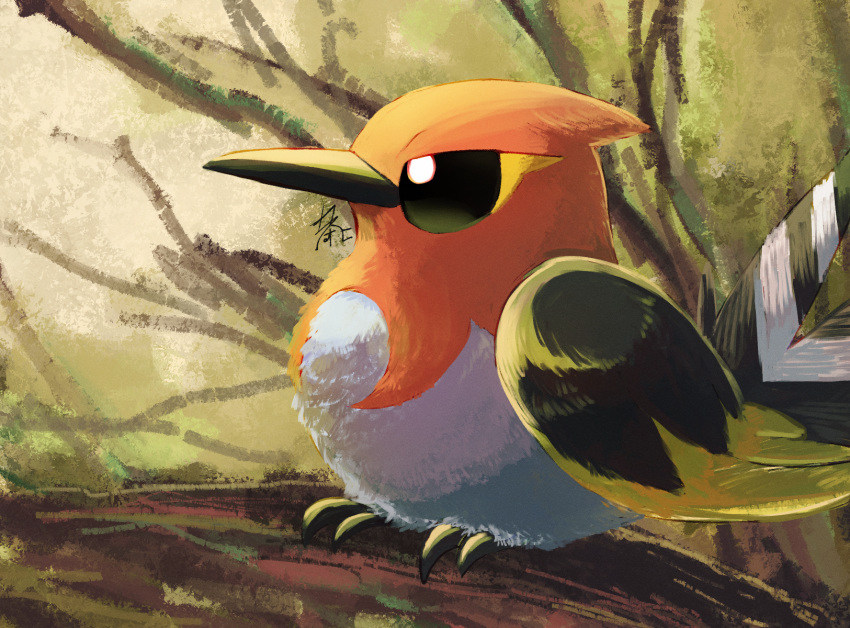 Safebooru - animal focus bird black eyes branch bright pupils closed ...