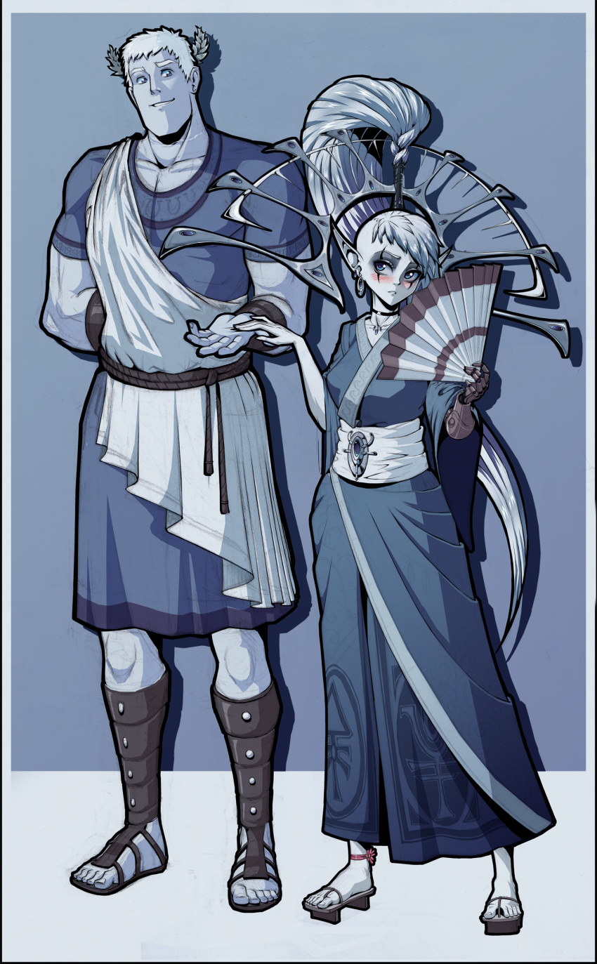 Safebooru - 1boy 1girl absurdres blue dress blush dress earrings eldar ...