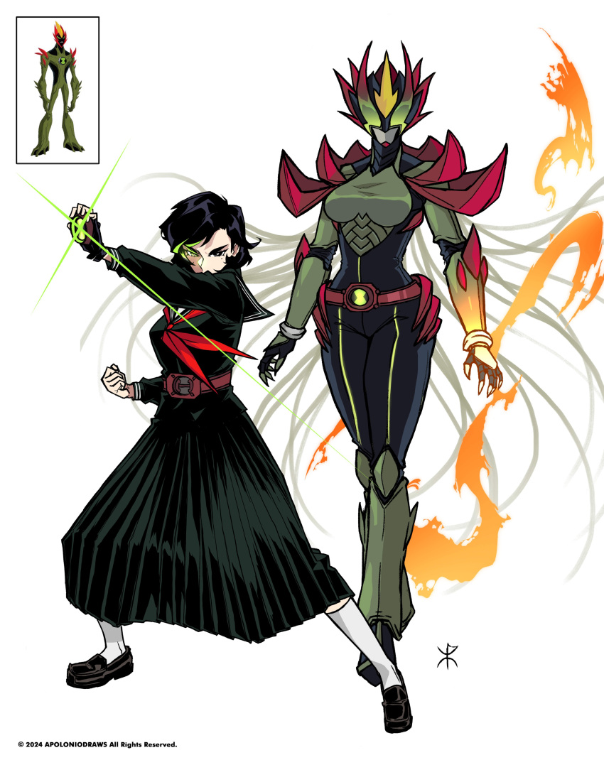 Safebooru - 1girl absurdres alien apoloniodraws armor ben 10 black eyes black hair delinquent ...