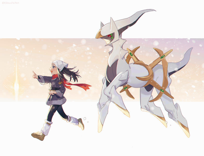 Safebooru - 1girl :d akari (pokemon) arceus black hair black pantyhose ...