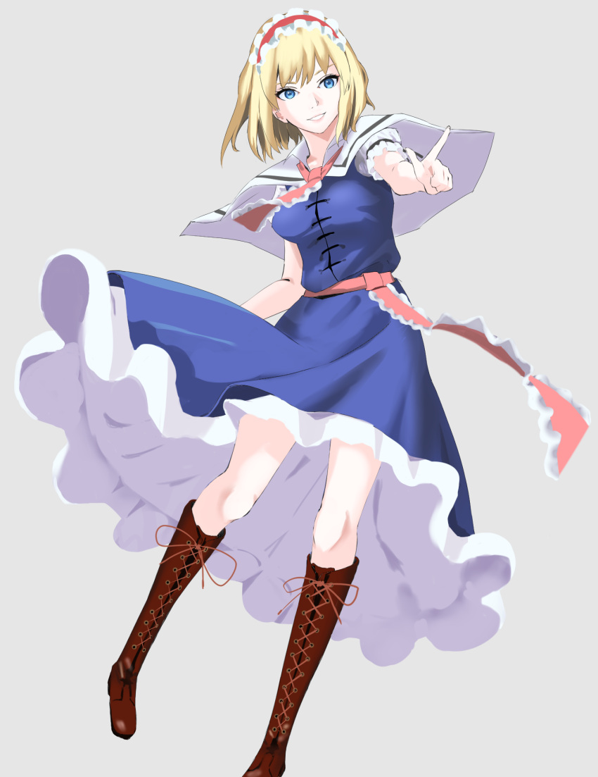 Safebooru 1girl Alice Margatroid Blonde Hair Blue Dress Boots Brown 6023