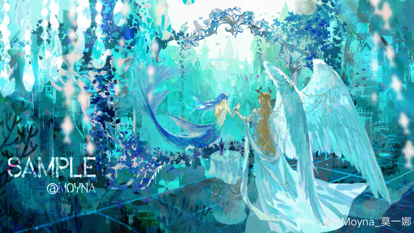 Safebooru - 2boys absurdres against glass alcohol angel wings aquarium ...