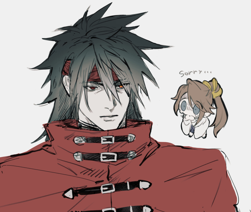 Safebooru - 1boy 1girl black hair brown hair chibi cloak english text ...