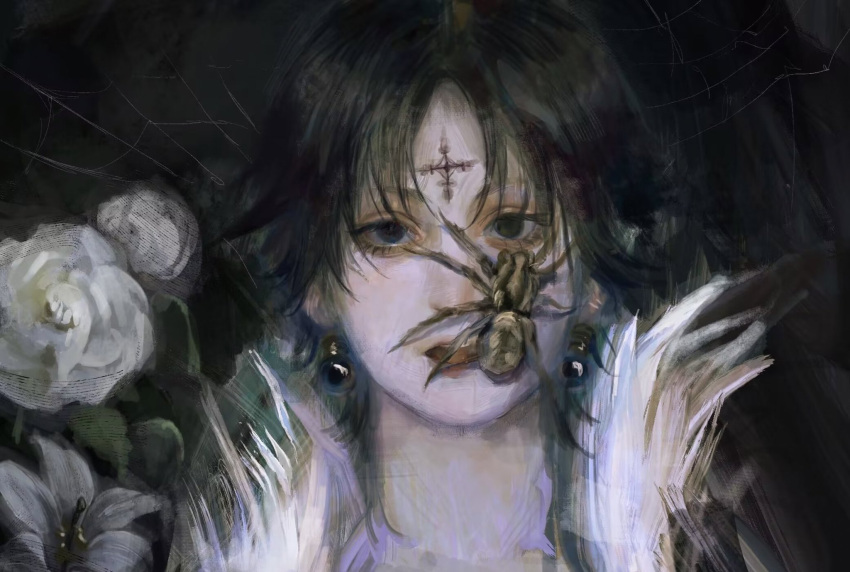 Safebooru - 1boy black eyes black hair bug chrollo lucilfer coat ...