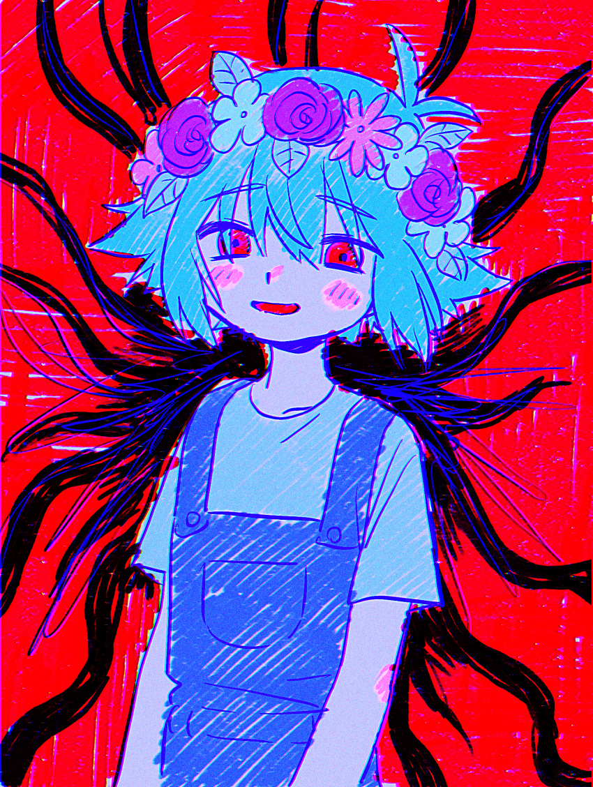 Safebooru - 1boy basil (headspace) (omori) basil (omori) blue overalls ...