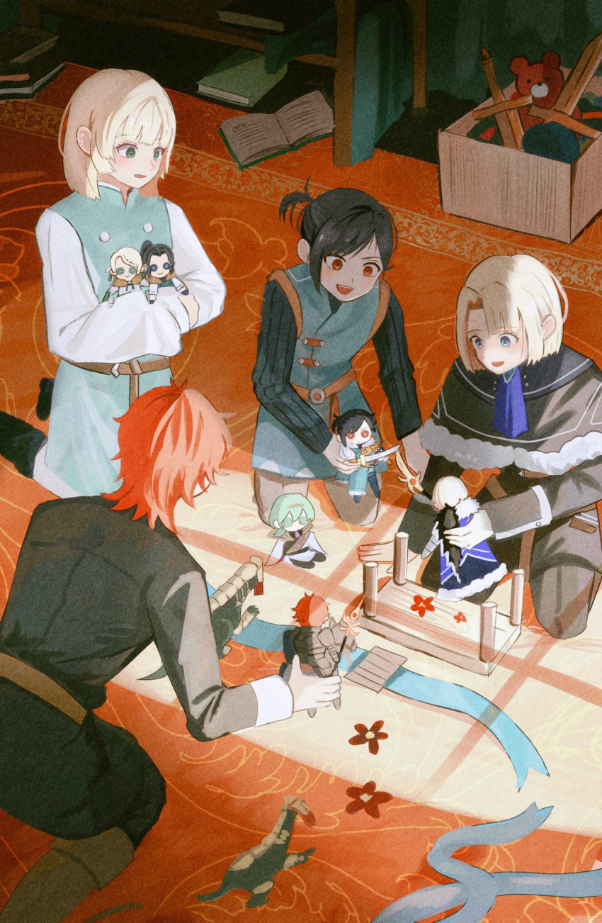 Safebooru - 1girl 3boys :d aged down black hair black pants black shirt ...