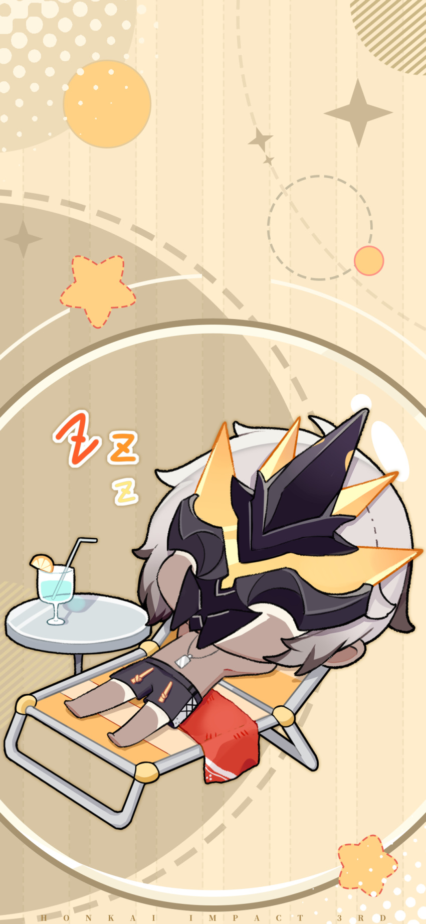 Safebooru - 1boy bare legs barefoot black shorts chibi food fruit ...