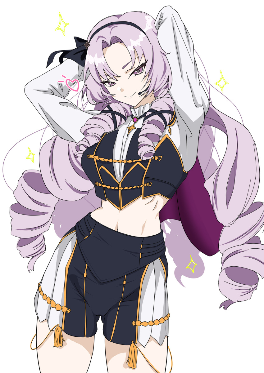 Safebooru - 1girl absurdres alternate costume black hairband black shorts breasts cowboy shot ...