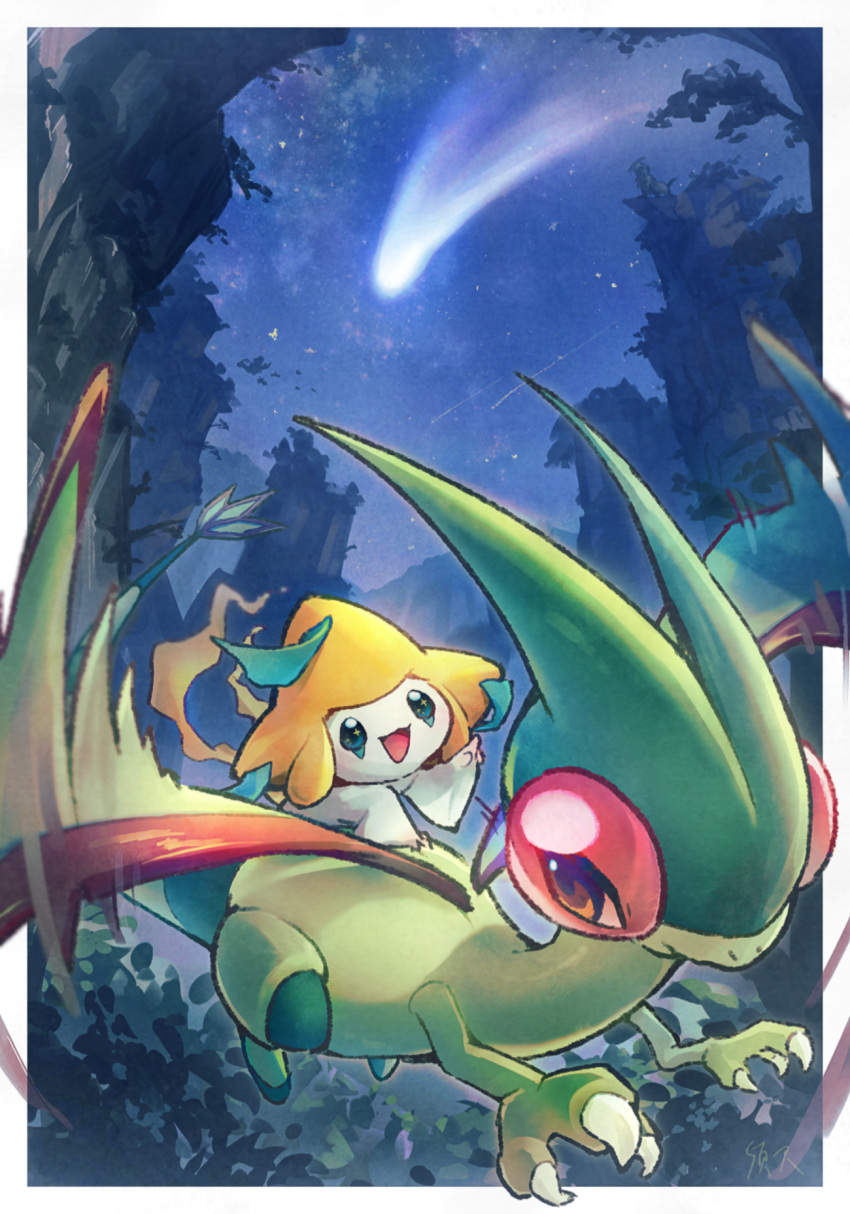 Safebooru - :d border claws commentary request flygon flying highres ...