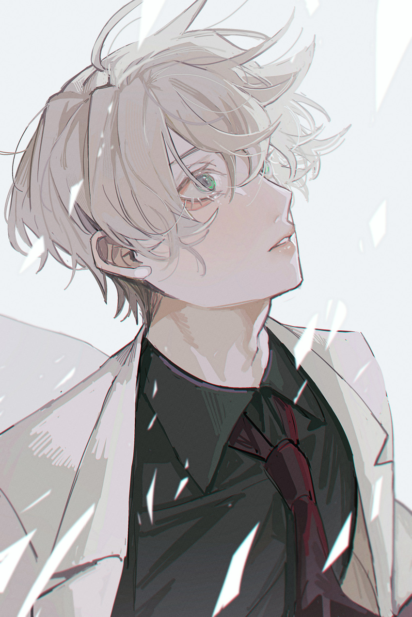 Safebooru - 1boy absurdres benjamin (project moon) black shirt coat collared shirt floating hair ...