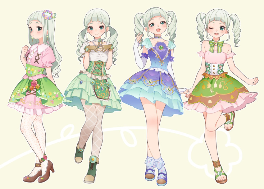 Safebooru - 1girl :d aikatsu! aikatsu! (series) aqua dress arm at side arm behind back arms at ...