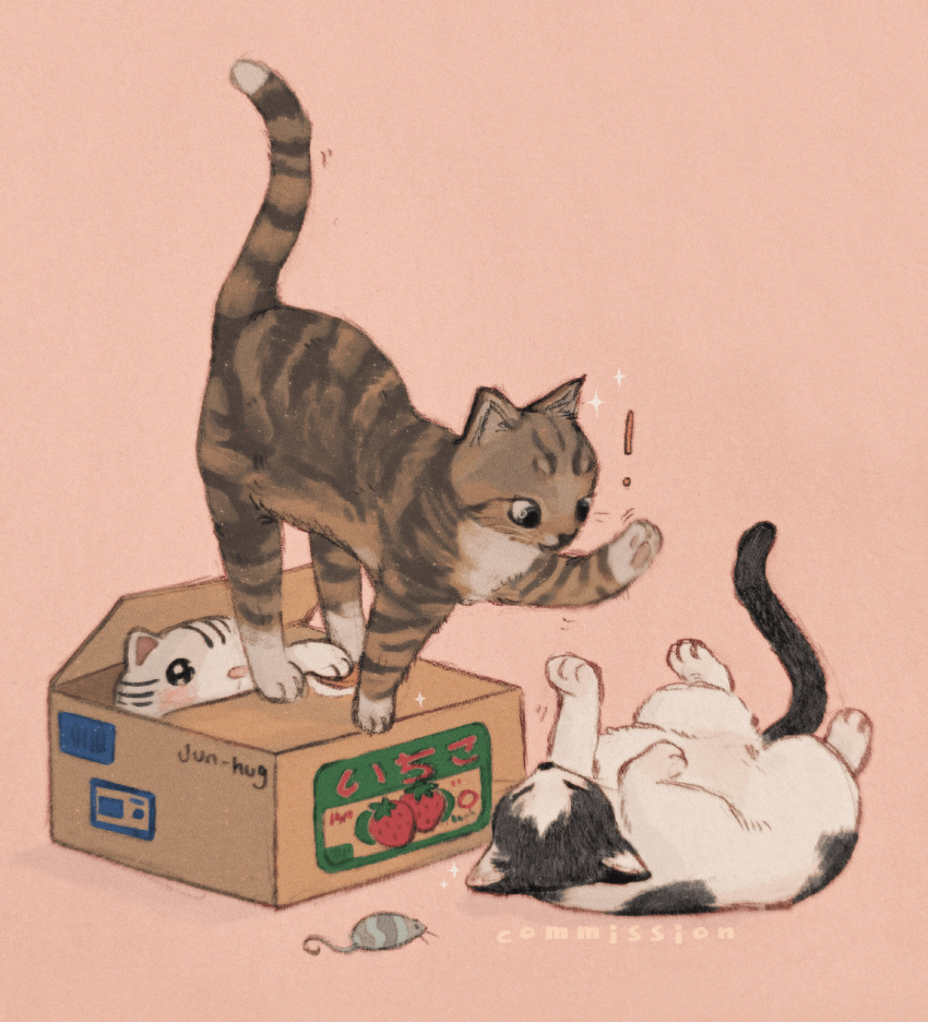 Safebooru - ! animal animal focus artist name box cardboard box cat commentary commission ...
