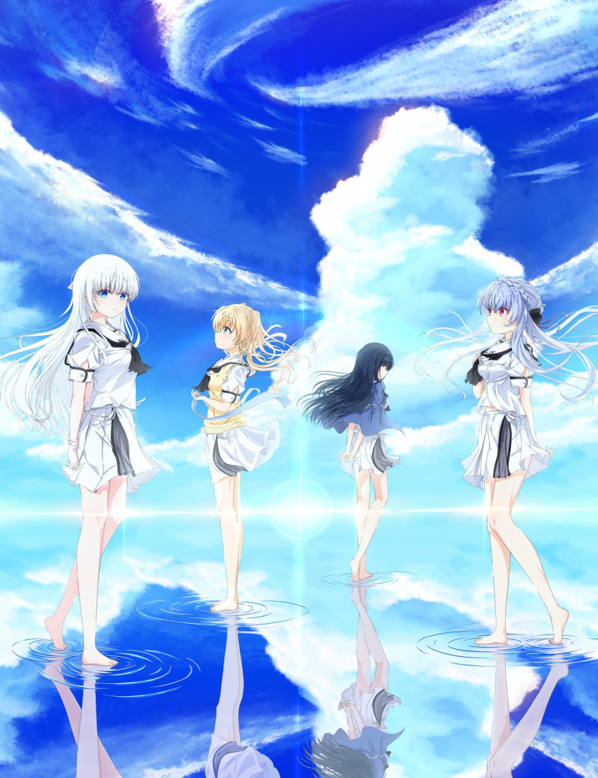 Safebooru - 4girls arm at side arm behind back arms behind back barefoot black hair blonde hair ...