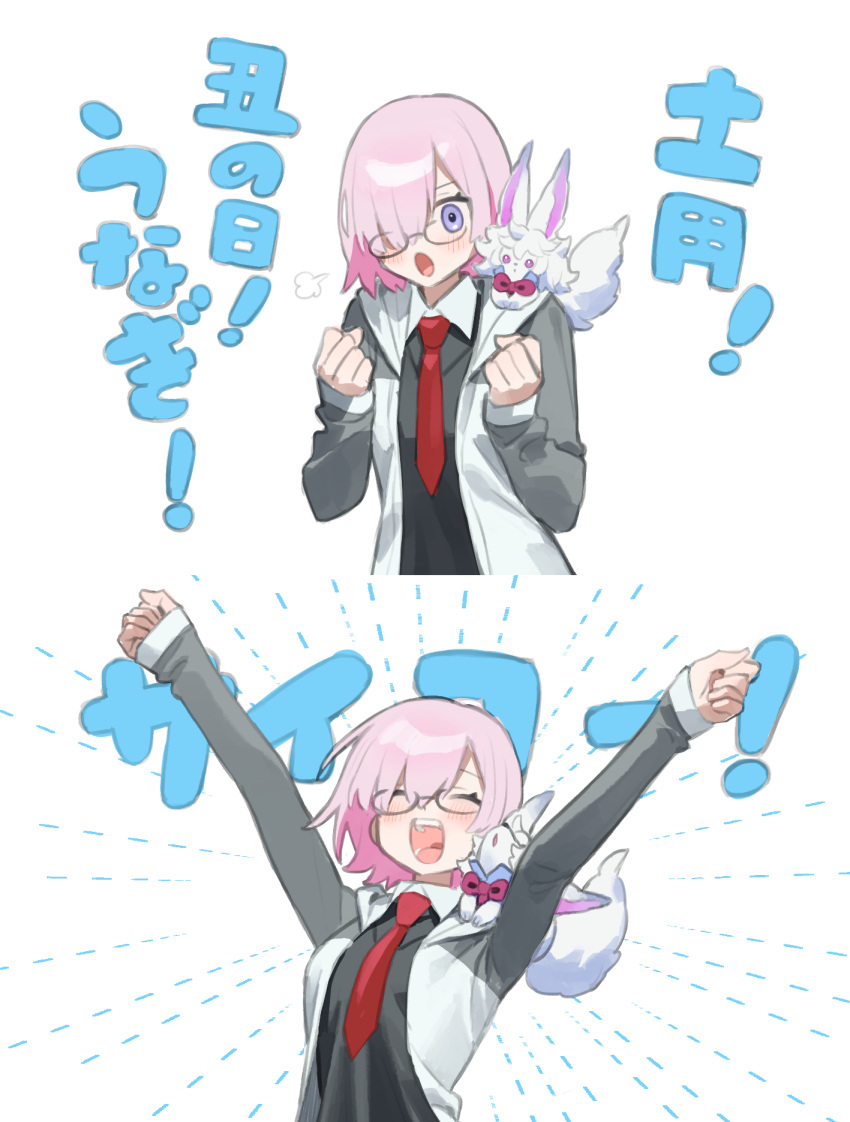 Safebooru - 1girl animal on shoulder arms up clenched hands fate/grand ...