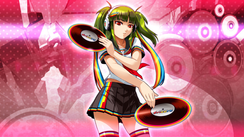 Safebooru - 1girl beatmania iidx blunt bangs goli matsumoto green hair ...