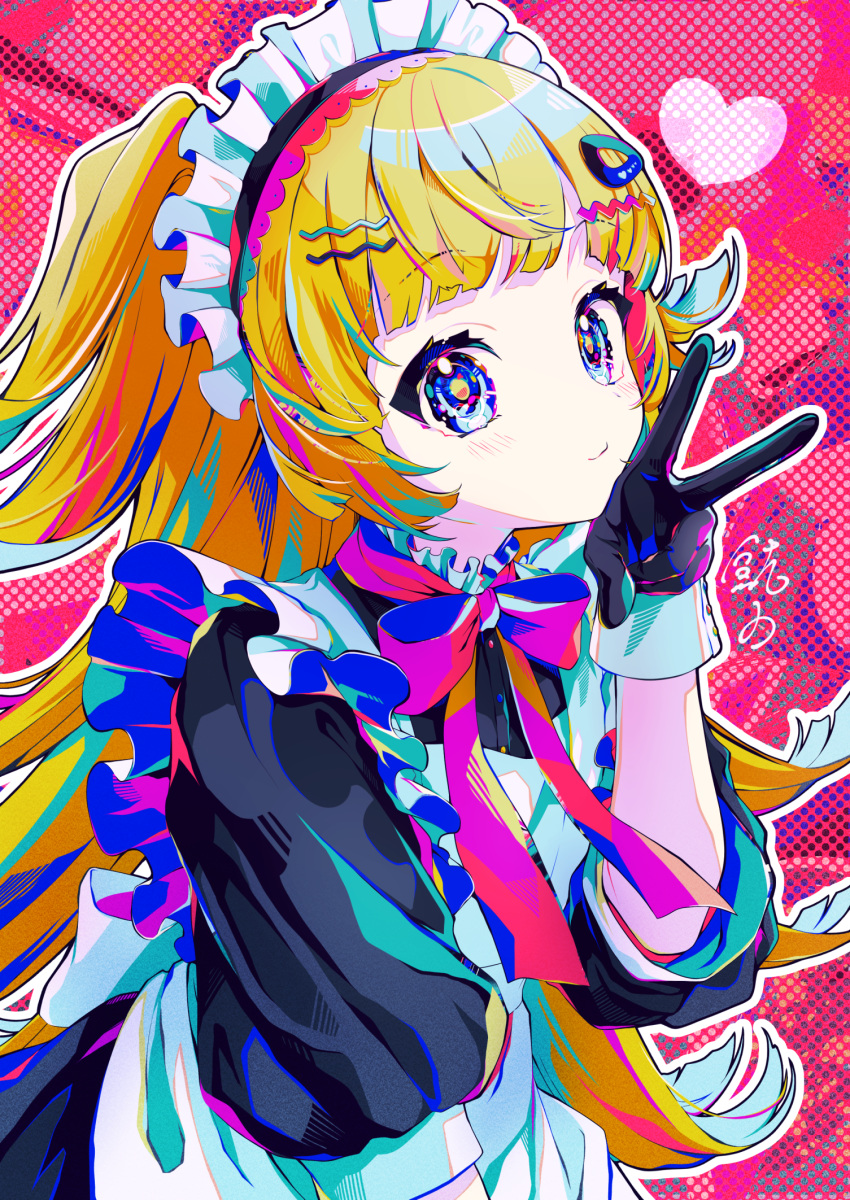 Safebooru - 1girl back bow black gloves blonde hair blue eyes blush bow bowtie closed mouth ...