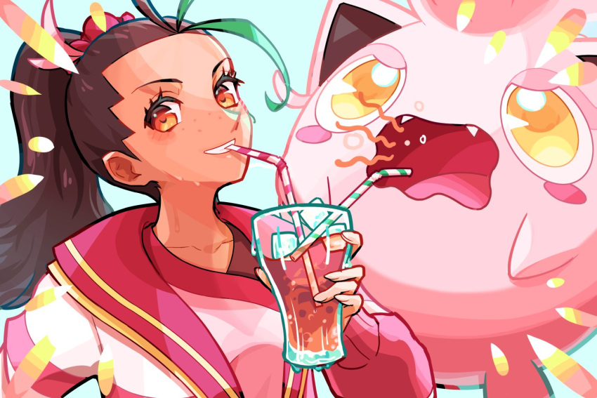 Safebooru - 1girl black hair burp cup dark-skinned female dark skin ...