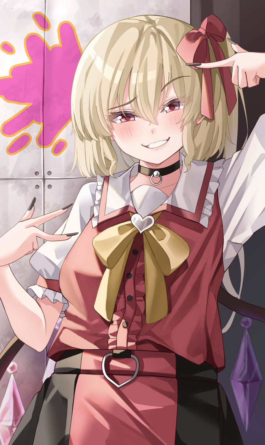 Safebooru - 1girl absurdres adapted costume black choker black nails blonde hair blush buttons ...