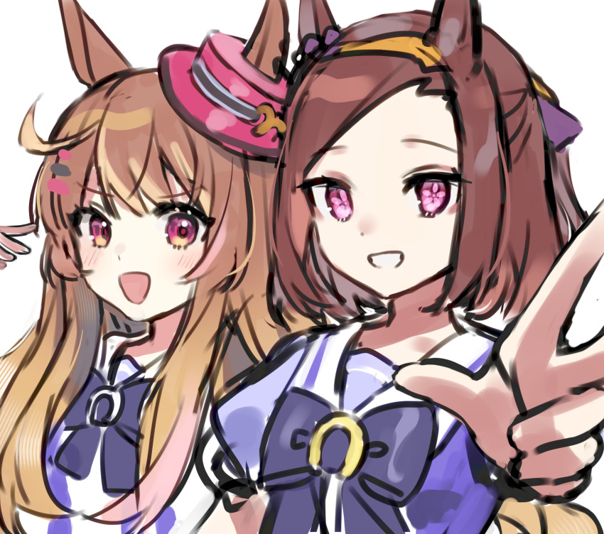 Safebooru - 2girls alternate hairstyle animal ears blush brown hair ehogari forehead hair ...