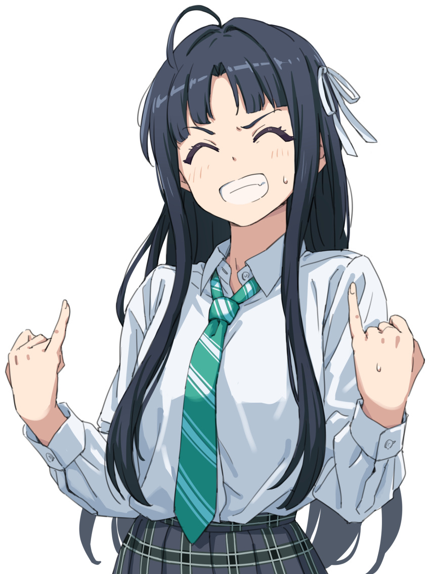 Safebooru - 1girl absurdres awa subaru black hair blush closed eyes collared shirt girls band ...