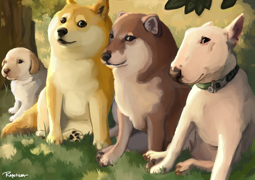 Safebooru - absurdres animal focus artist name black eyes cheemsburger (doge) dog doge doggo ...